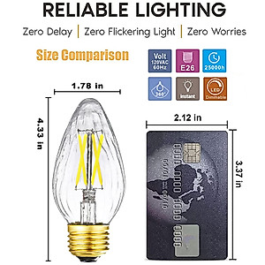 LEOOLS E26 Edison Bulb 6W Equivalent E26 LED Bulb 60 Watt Dimmable 4000K E26 Light Bulb AC120V Neutral White 600lm Flame Wrinkle Glass LED Bulb for Pendant,Porch,Ceiling Fan and Lantern Lamp,Pack of 6