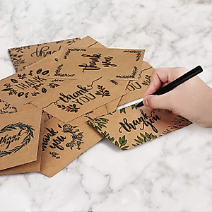 caqpo Thank You Cards With Envelopes - 160 Sets Premium Kraft Thank You Cards Bulk - Thank You Notes with 8 Graceful Designs - Floral Thank You Card for Celebration, Wedding, Baby & Bridal Shower 4x6