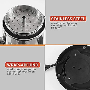 Elite Gourmet EC812 Electric Coffee Percolator with Keep Warm, Clear Brew Progress Knob Cool-Touch Handle Cord-less Serve, 12-Cup, Stainless Steel