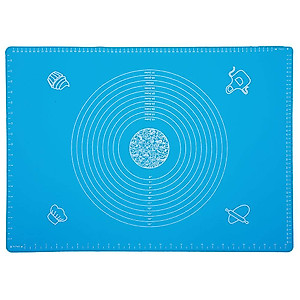 Silicone Dough Mats, Non-Slip Pastry Mats Kneading Mat with Scales Measurement Large Non Stick Kitchen Baking Mat for Rolling Kneading Dough 50 * 70 cm (Blue)