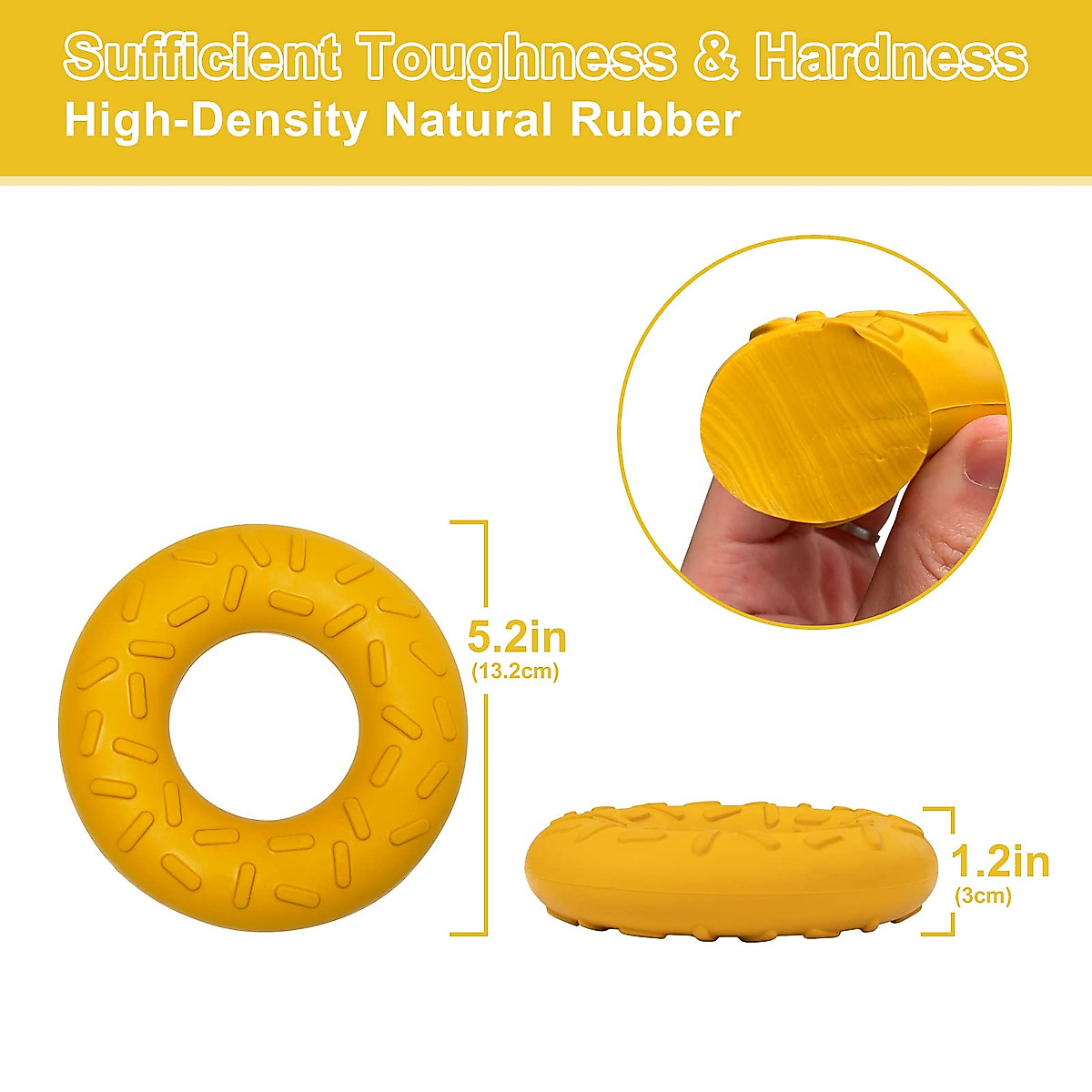 VITAL-FRI Donut Dog Chew Toy - Flavorful, Durable Rubber for Aggressive Chewers - Tough & Long-Lasting Puppy Toy for Small, Medium, Large Dogs - Promotes Dental Health