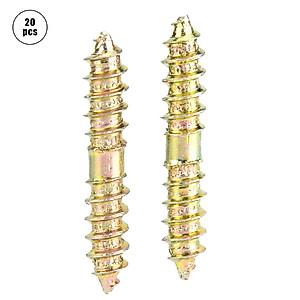 20pcs 5x30mm Double Ended Dowel Screw Self Tapping Threaded Bolts Woodworking Furniture Connector Rods Bars Studs for Furniture Assembly, Woodworking