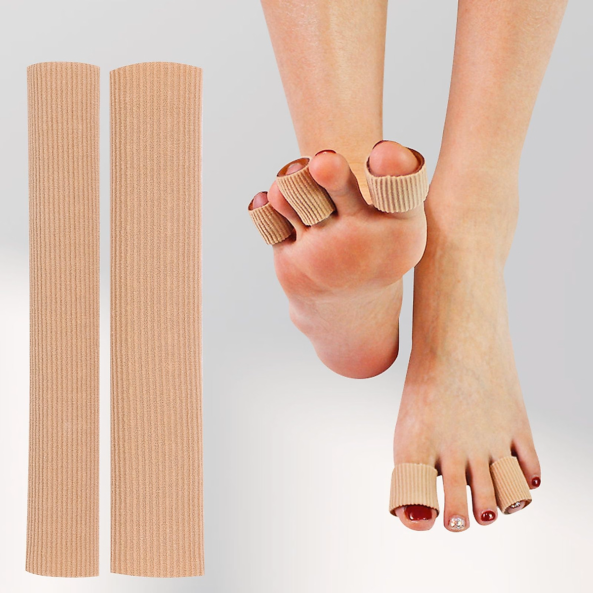 SWZHAI 6 PCS Toe Tubes Sleeves, Cuttable Toe Cushions Gel Toe Protector Breathable Toe Separators Tube Corn Pads for Toes, Fingers