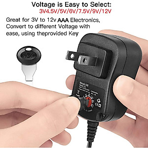 fengchensety Universal Adjustable Voltage 3V 4.5V 6V 9V 12V US Plug Power Supply Adapter Can Replace 2AAA 3AAA 4AAA 6AAA 8AAA 1.5V AAA Battery,LR03 AAA Battery Eliminator