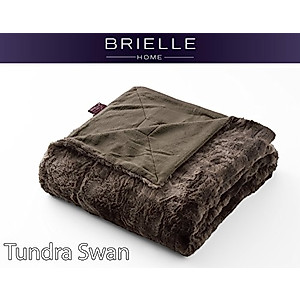 Brielle Faux Fur Oversized Throw, 50" by 70", Tundra Swan Dark Brown (807000148165)