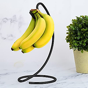 Banana Holder Modern Banana Hanger Tree Stand Hook for Kitchen Countertop, Copper Banana Stand, by Homeries (Black)