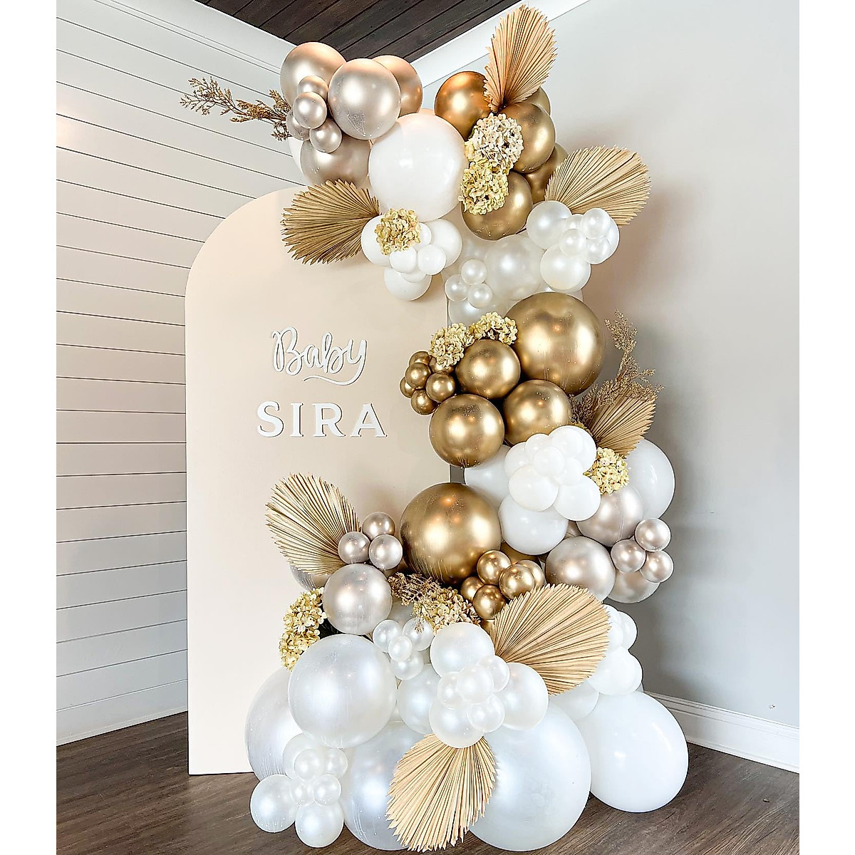 Cream and Sand Gold Balloons Set, 12 Inch Double Stuffed Beige Balloons with Metallic Chrome Champagne Nude Neutral Cream White Balloon for Bridal Baby Shower Birthday Wedding Party Decorations