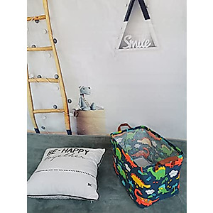 LEELI Laundry Hamper with Handles Collapsible Canvas Laundry Basket,Waterproof Storage Basket Home Organizer for Nursery,Clothes,Toys,Baby Hamper