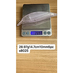 5PCS Unpainted Fishing Lure Blanks 28.97g 14.7cm with 10mm Free Fishing Eye Crankbait Baits Simulation Blank Body Clear Hard Baits Trout Salmon Minnow Lure Popper Lures Topwater Freshwater 8025