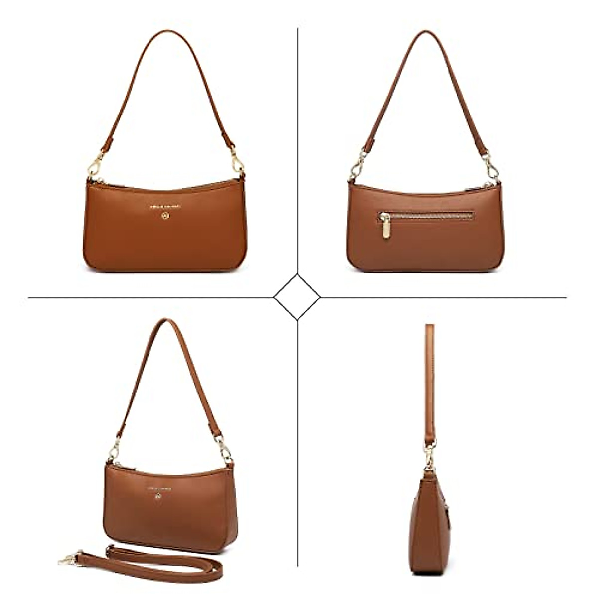 AMELIE GALANTI Small Crossbody Shoulder Bags for women Handbags Purse Underarm pouch with Two Removable adjustable straps