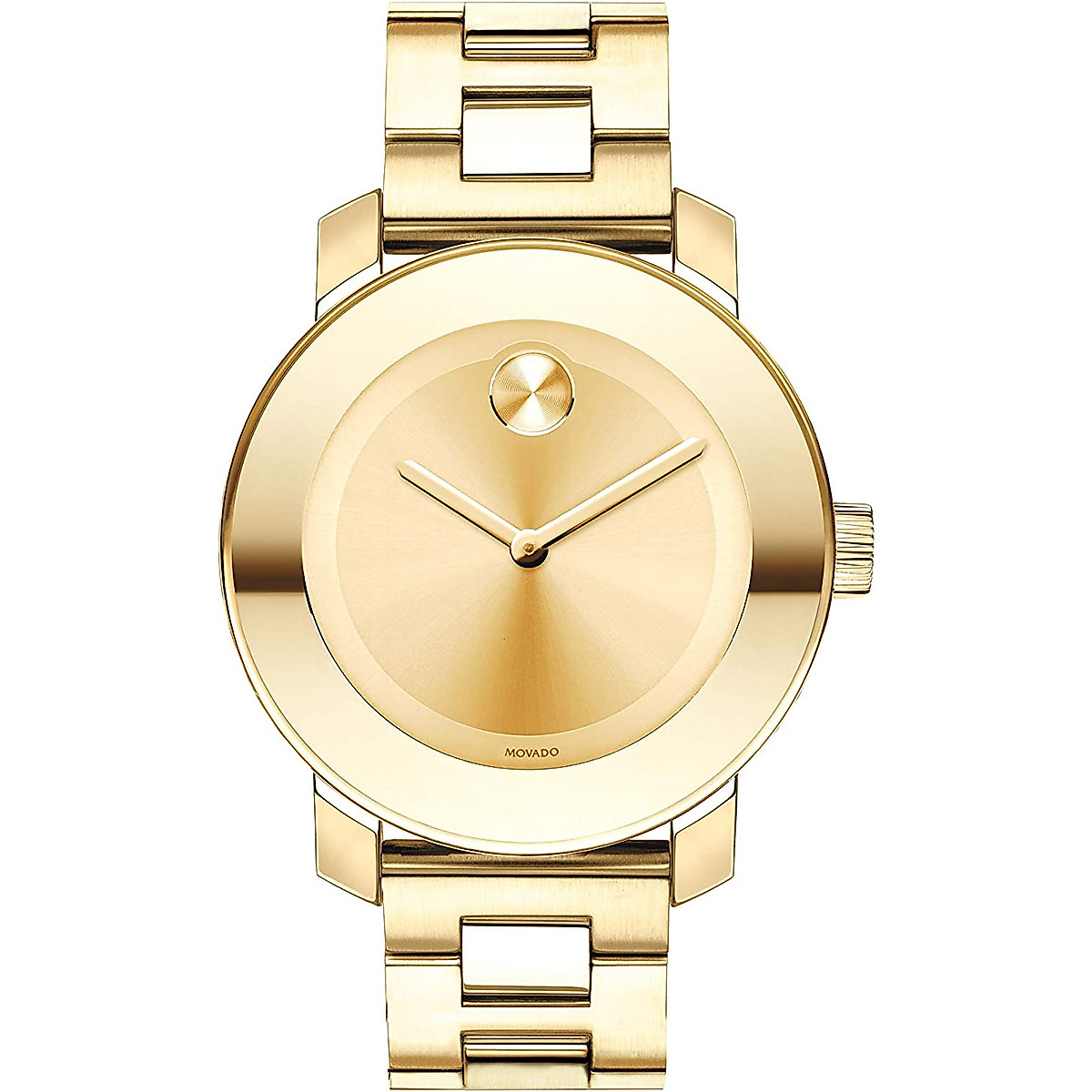 Movado Women's BOLD Iconic Metal Yellow Gold Watch with a Flat Dot Sunray Dial, Gold (Model 3600085)