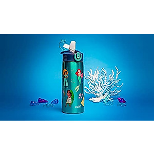 Zak Designs Disney Princess Water Bottle for Travel and At Home, 19 oz Vacuum Insulated Stainless Steel with Locking Spout Cover, Built-In Carrying Loop, Leak-Proof Design (Disney Princess)