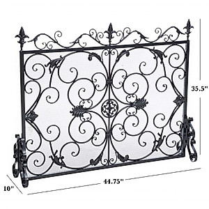 Christopher Knight Home Wilmington Fireplace Screen, Silver Flower On Black