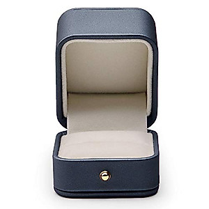 Oirlv Gorgeous Steel-Blue Ring Box Premium Leather Ring Gift Box for Wedding,Proposal Jewelry Storage Case