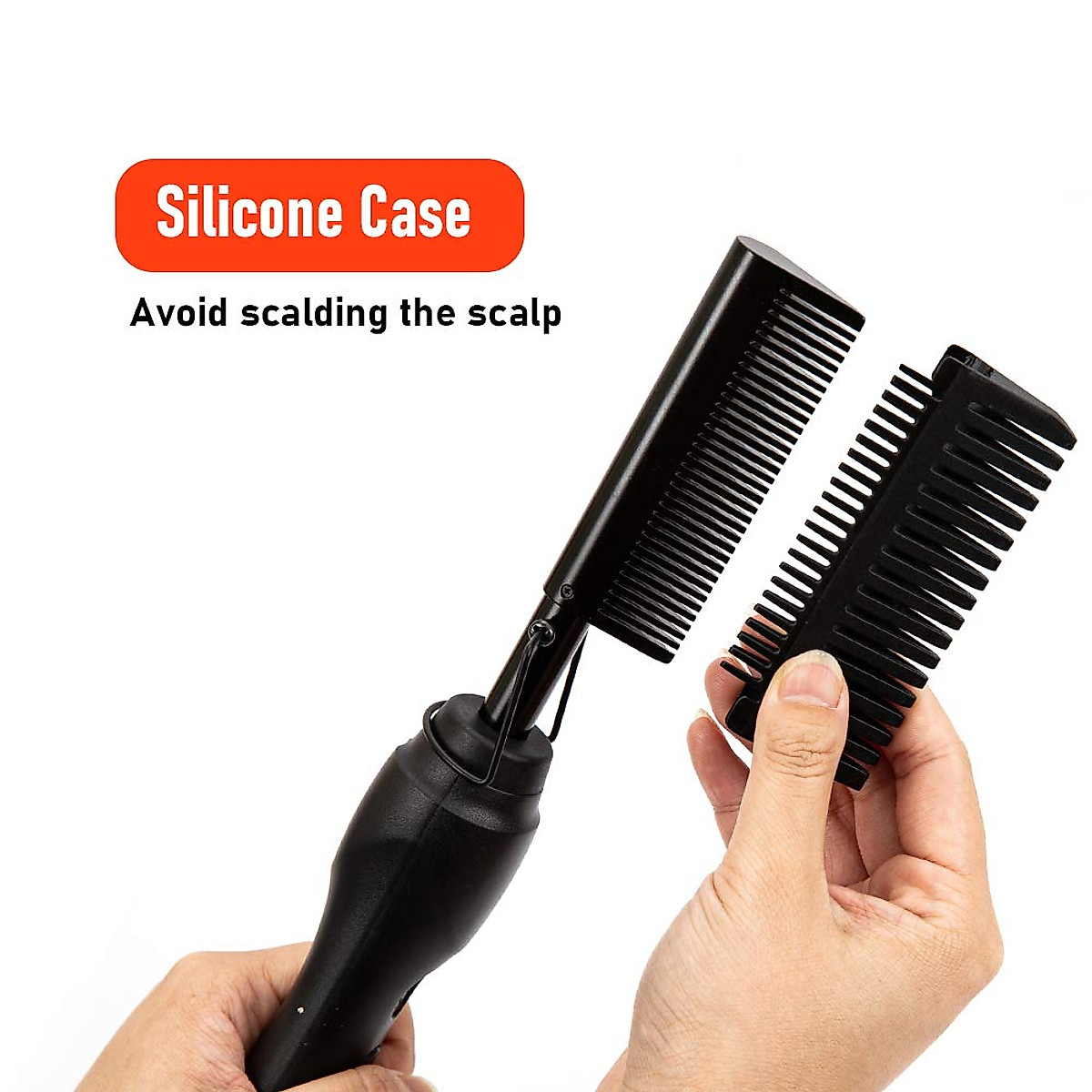 AIHOPESTO Electric Hot Comb Hair Straightener for African American Hair, 3 Temperature Settings, Metal Surface, Lightweight & Compact, 5 Piece Set