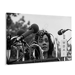 American Writer Coretta Scott King Feminist Black And White Portrait Art Poster Canvas Poster Bedroom Decor Office Room Decor Gift Frame-style 20x16inch(50x40cm)