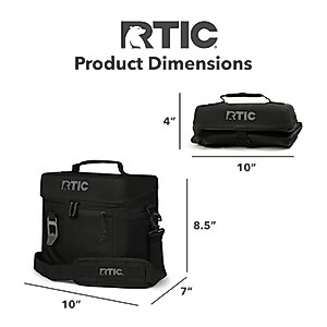 RTIC 8 Can Everyday Cooler, Soft Sided Portable Insulated Cooling for Lunch, Beach, Drink, Beverage, Travel, Camping, Picnic, for Men and Women, Black