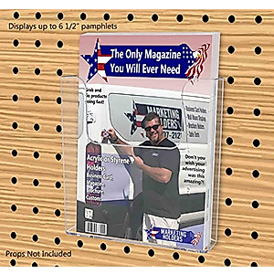 Marketing Holders 6 Pack Pegboard Brochure Holder 6.5" Wide Pamphlet Display Booklet Maps Literature Printed Material Menu Clear Acrylic Literature Organizer