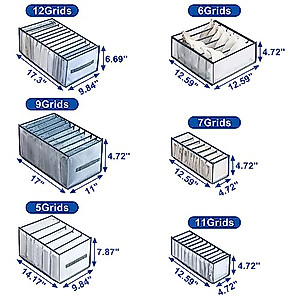 YuGtcen Drawer Organizers for Clothing, Foldable Clothes Drawer Organizer Washable Wardrobe Divider, Dresser Drawer Organizer Clothes for Underwear, Bra, Shirt, Jeans, Sweater, Sock, Tie, etc (6 Pcs)