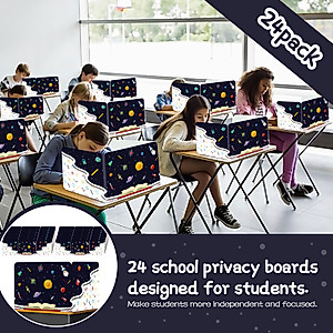 24 Pack Privacy Shields for Student Desks, Colored Classroom Privacy Folders for Students, Privacy Boards for Test and Desk Dividers (16"W x 12"H x 13"D)