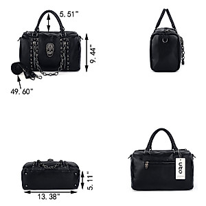 UTO Women Skull Tote Bag Rivet Studded Metal Chain Handbag PU Leather Purse Shoulder Bags 513A