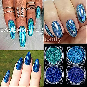 Holographic Nail Glitter 45 Jars Holo Laser Superfine Cosmetic Festival Powder Nail Pigment for Tumblers, Arts and Craft Glitter, Iridescent Glitter for Body Nail Face Hair Eyeshadow Makeup