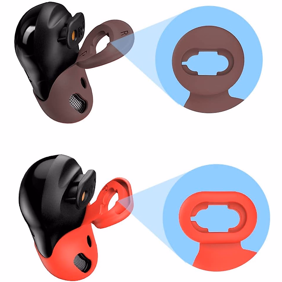 ALXCD Fit in Case Covers Wingtips Compatible with Galaxy Buds Live, S/L 2 Sizes 8 Pairs Anti Slip Wingtips Eartips Covers Fit in Case, Compatible with Galaxy Buds Live SM-R180 8 Pairs 4 Colors