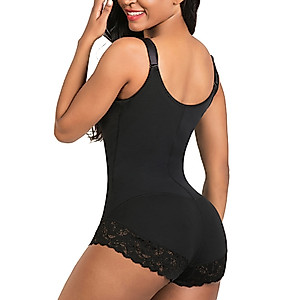 SHAPERX Women's Fajas Colombianas Shapewear Postpartum Tummy Control Body Shaper Butt Lifter Bodysuit,SZ7200-Black-New-M