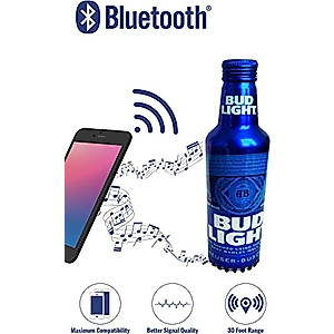 Bud Light Aluminum Bottle Designed Bluetooth Speaker with a Rechargeable Battery and up to 6 Hours of Playtime