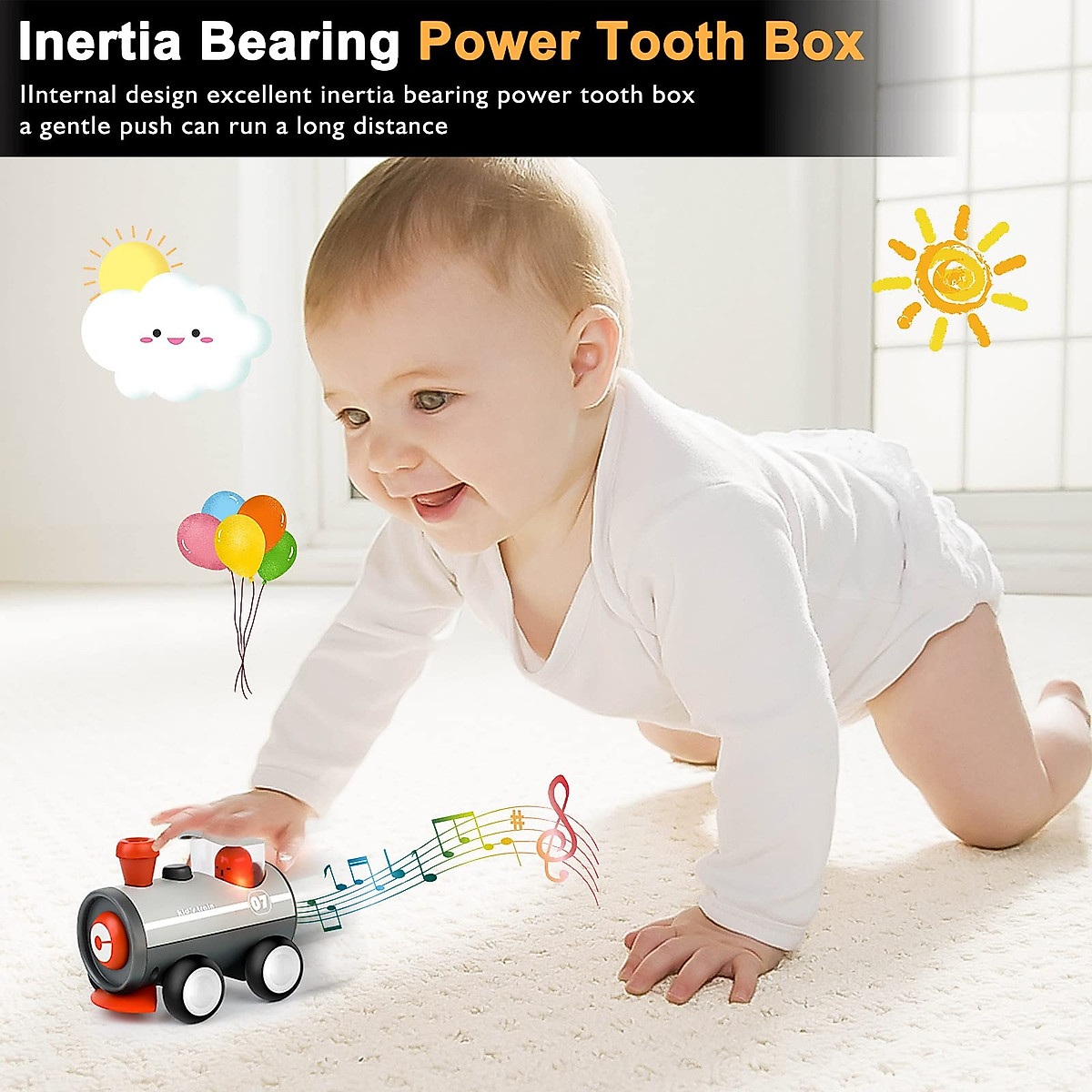 FVLFIL 4PCS Toy Car Electric Music Set, OYN Food Grade ABS Material Car, Plane, Train, Submarine Vehicle Four-Piece, Gift Specially Designed for Children and Babies (More Than 12 Months)………