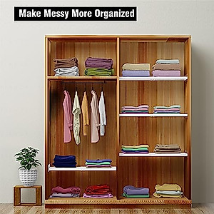 Adjustable Closet Storage Shelves with Seamless Sticker, Expandable Wardrobe Shelves Organizer System for Kitchen, Cupboard, Wardrobe, Under Sink and Bathroom, Easy Installation (Large, 1Pack)