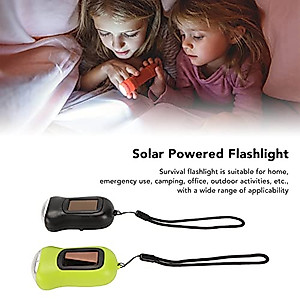 2pcs Hand Crank Flashlight Portable Rechargeable Lightweight Black Green Solar Powered Flashlight for Home, Emergency Use, Camping, Office, Outdoor Activities, Etc