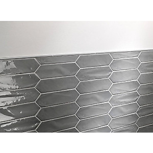 3x12 Modena Collection Smoky Gray Glazed Italian Ceramic Tile Backsplash Wall Bath