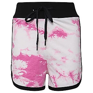 Kids Girls Shorts Gym Sports Tie Dye Pink Print Summer Hot Pant Shorts 5-13 Yrs