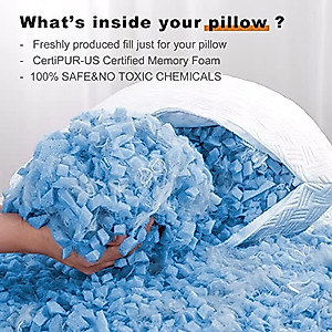 OYT Memory Foam Cooling Bed Pillows for Sleeping - 2 Pack Adjustable Standard Size Gel Shredded Pillows for Sleeping Set of 2 with Side Back Sleepers Washable Removable Cover