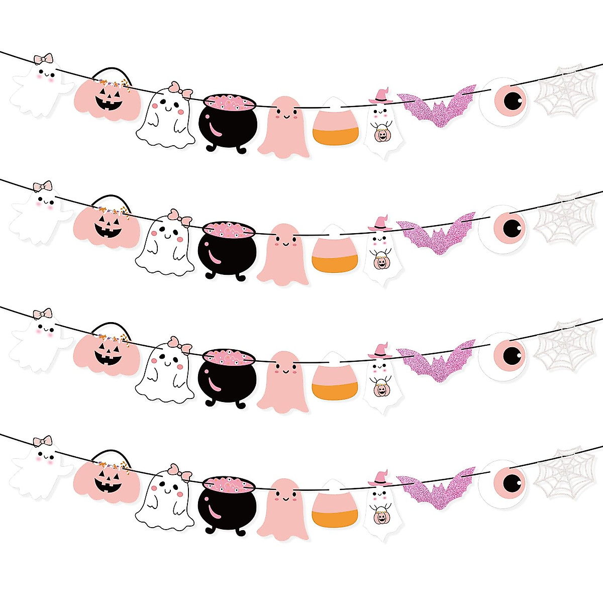 Pink Halloween Hanging Ghost Banners Halloween Party Banner Decor for Haunted House Porch Yard Fireplace Halloween Party Supplies Halloween Girls Birthday Baby Shower Happo Day Spooky Party Favors