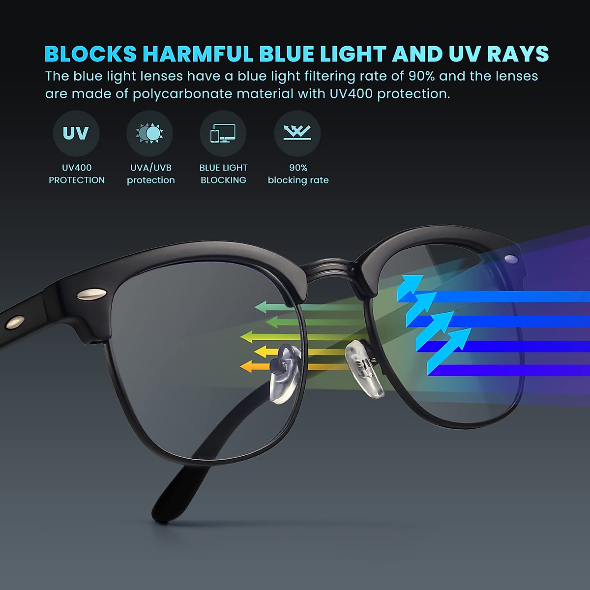racico Computer Blue Light Blocking Glasses Blue Light Glasses Men Women, Anti Blu-Ray Clear Gaming Glasses Lenses