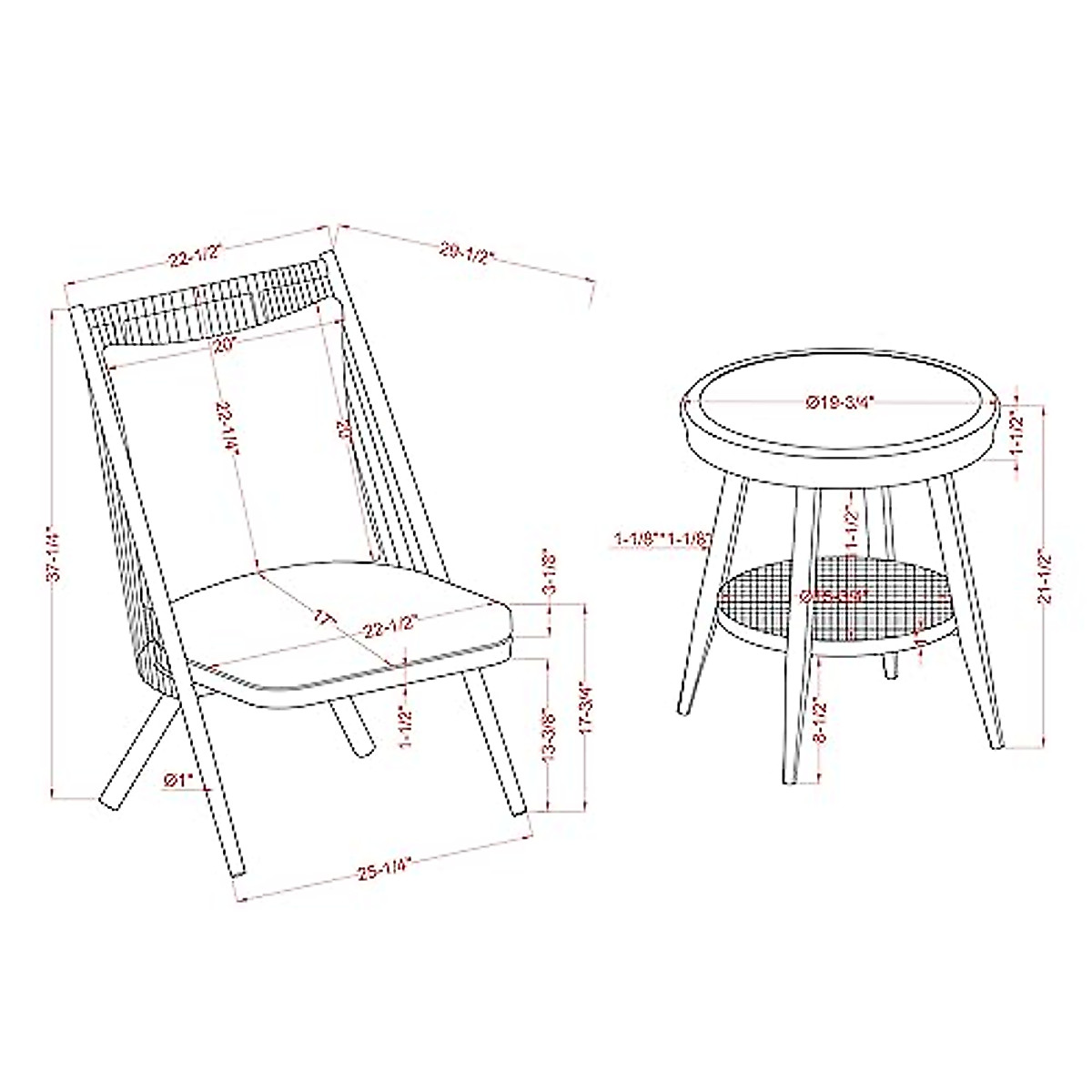 24/7 Shop at Home Finegan Mid-Century Modern Aluminum 3-Piece Bistro Set with Removable Cushions for Outdoor Kitchen, Patio, Pool Area, Gray