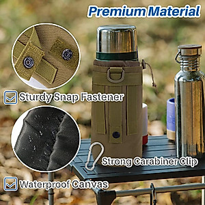 Kalevel Large Water Bottle Holder Carrying Pouch Molle Tactical Holder Outdoor Water Bottle Bag Sling Drawstring Open Top with Strap for Hiking
