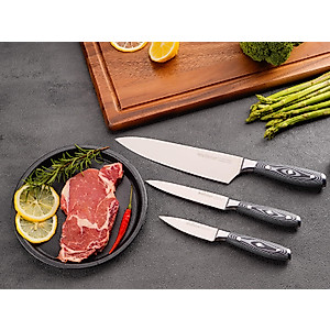 WELLSTAR Pro-Grade 3-Piece Chef Knife Set - Razor-Sharp High-Carbon Steel for Culinary Mastery at Home or Pro Kitchens