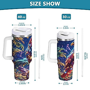 Slewiaeky Tumbler with Handle 40 oz Adorable Hawk Animal America Travel Mug with Lid and Straw Stainless Steel Vacuum Insulated Water Bottle Cup for Iced Tea Coffee Cold Beverages Cup Holder Friendly