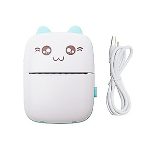 Portable Printer, Mini Pocket Printer, Mini Thermal Printer,200DPI Wireless Bluetooth BT 4.0 Photo Printer, Label Memo Receipt Paper Smart Printer with 1 Roll Thermal Paper (Blue)