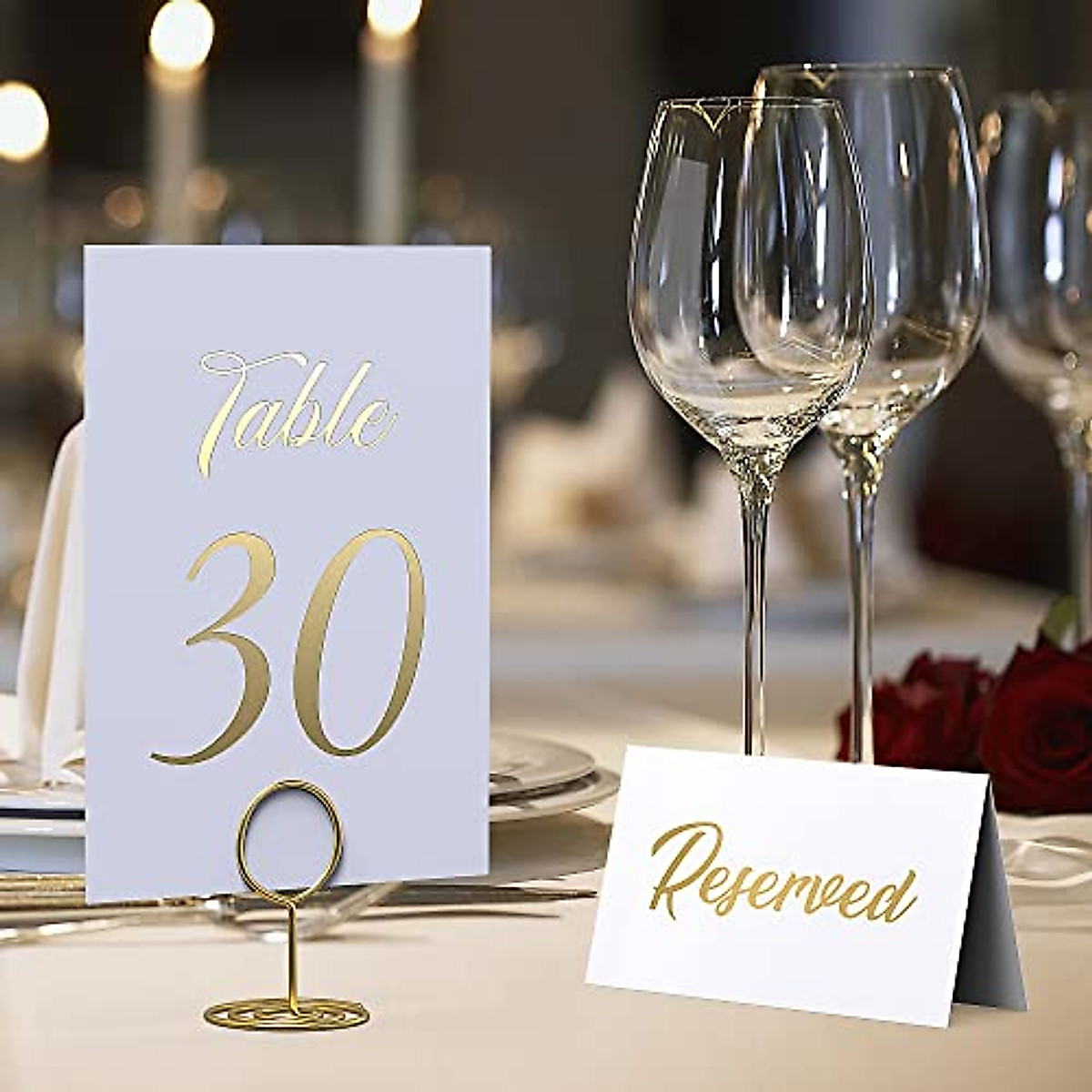 Gold Table Numbers 1-30 for Wedding Reception - Gold Foil Table Number Cards 4x6 Inch with Head & Gift Table - Restaurant Table Numbers - Wedding Numbers for Tables Card Stock Wedding Table Numbers