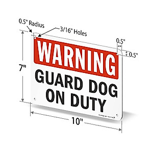 SmartSign - S-2430-AL-10 Warning - Guard Dog on Duty Sign by | 7" x 10" Aluminum Black/Red on White