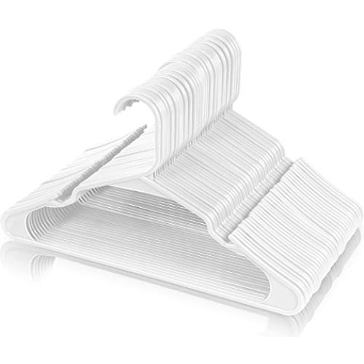 Utopia Home Plastic Hangers 100 Pack - Hangers 50 Pack with Shoulder Grooves & Hangers 50 Pack with Hooks - White Clothes Hangers