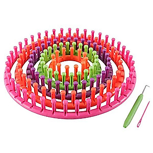 novelinks Round Knitting Looms Set - Set of 5 Plastic Looms Knitting with 1 Knitting Yarn Loom Needle and 1 Plastic Loom Pick