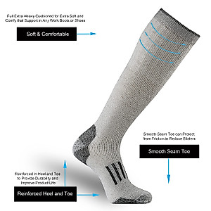 ONKE Men's Merino Wool Cushion Over the Calf Socks Heavyweight OTC Knee High Hiking Hunting Thermal Winter Western Work Boots(Black XL)