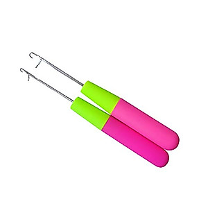 5 Pcs Hair Crochet Hook Bent Latch Hook Crochet Needle Set Tool Knitting Ventilating Needles for Hair Extension 1 Wooden Bent Latch Hook and 4 Size Plastic Latch Hook
