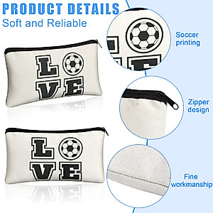 12 Pieces Soccer Makeup Bag Cosmetic Bag with Words Soccer Travel Storage Bags Portable Storage Case Toiletry Bag Accessories with Zippers for Soccer Players Teams Women Girls (White Soccer Style)