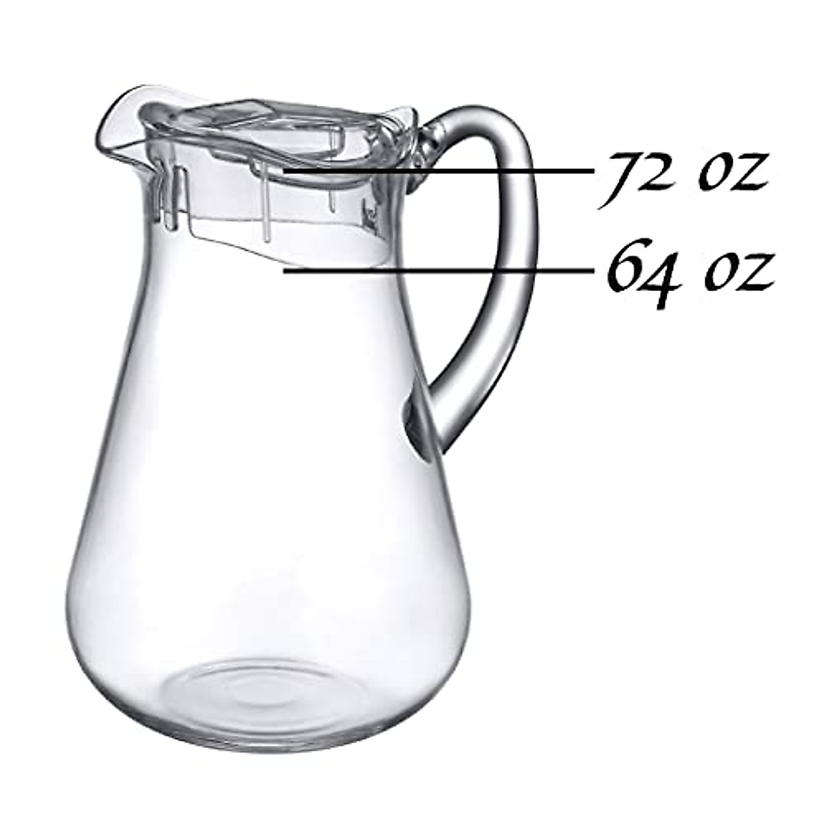 Amazing Abby - Droply - Acrylic Pitcher (64 oz), Clear Plastic Water Pitcher with Lid, Fridge Jug, BPA-Free, Shatter-Proof, Great for Iced Tea, Sangria, Lemonade, Juice, Milk, and More